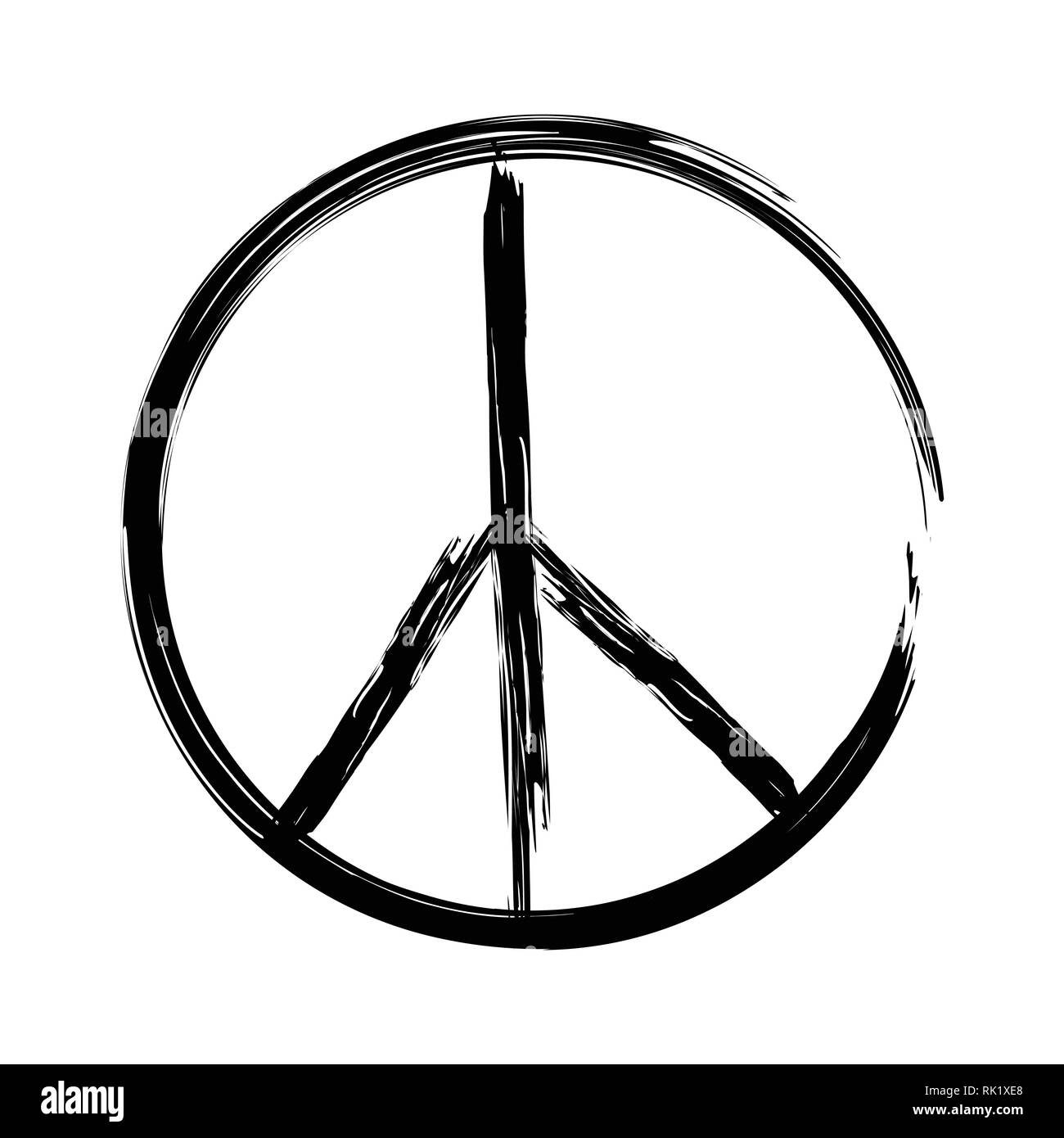 Vector illustration hand drawn brush peace symbol, sign icon isolated ...