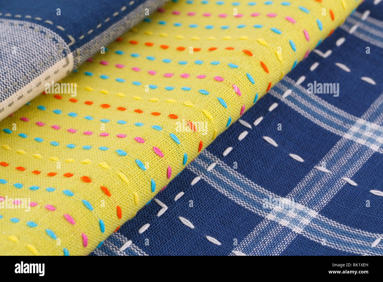 Colorful kitchen towels closeup picture Stock Photo - Alamy