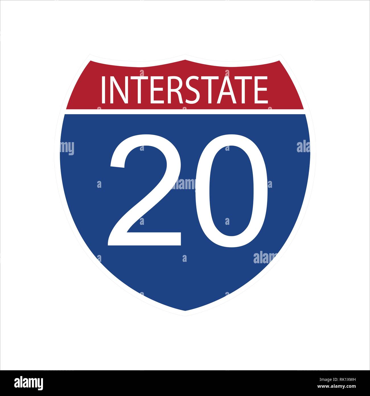 Vector illustration interstate highway 20 road sign icon isolated on ...