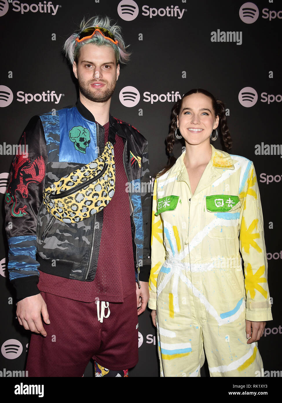 LOS ANGELES, CA - FEBRUARY 07: Tucker Halpern (L) and Sophie Hawley ...