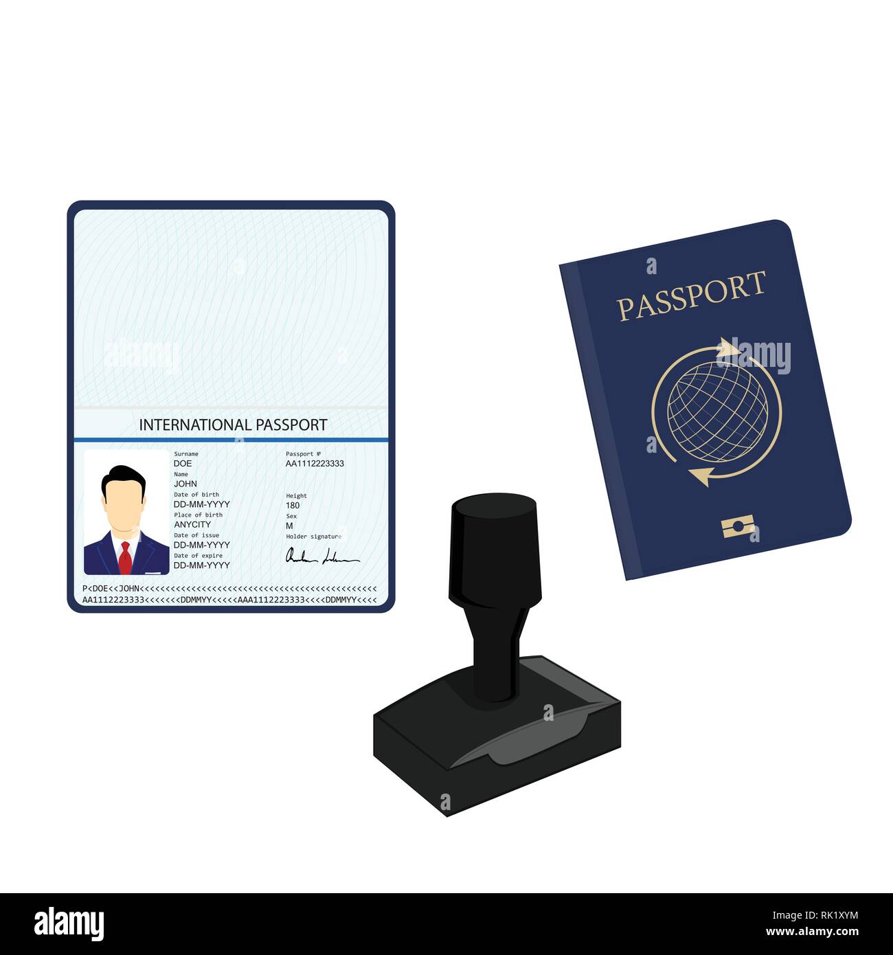 Vector Illustration Passport With Biometric Data Identification 2979