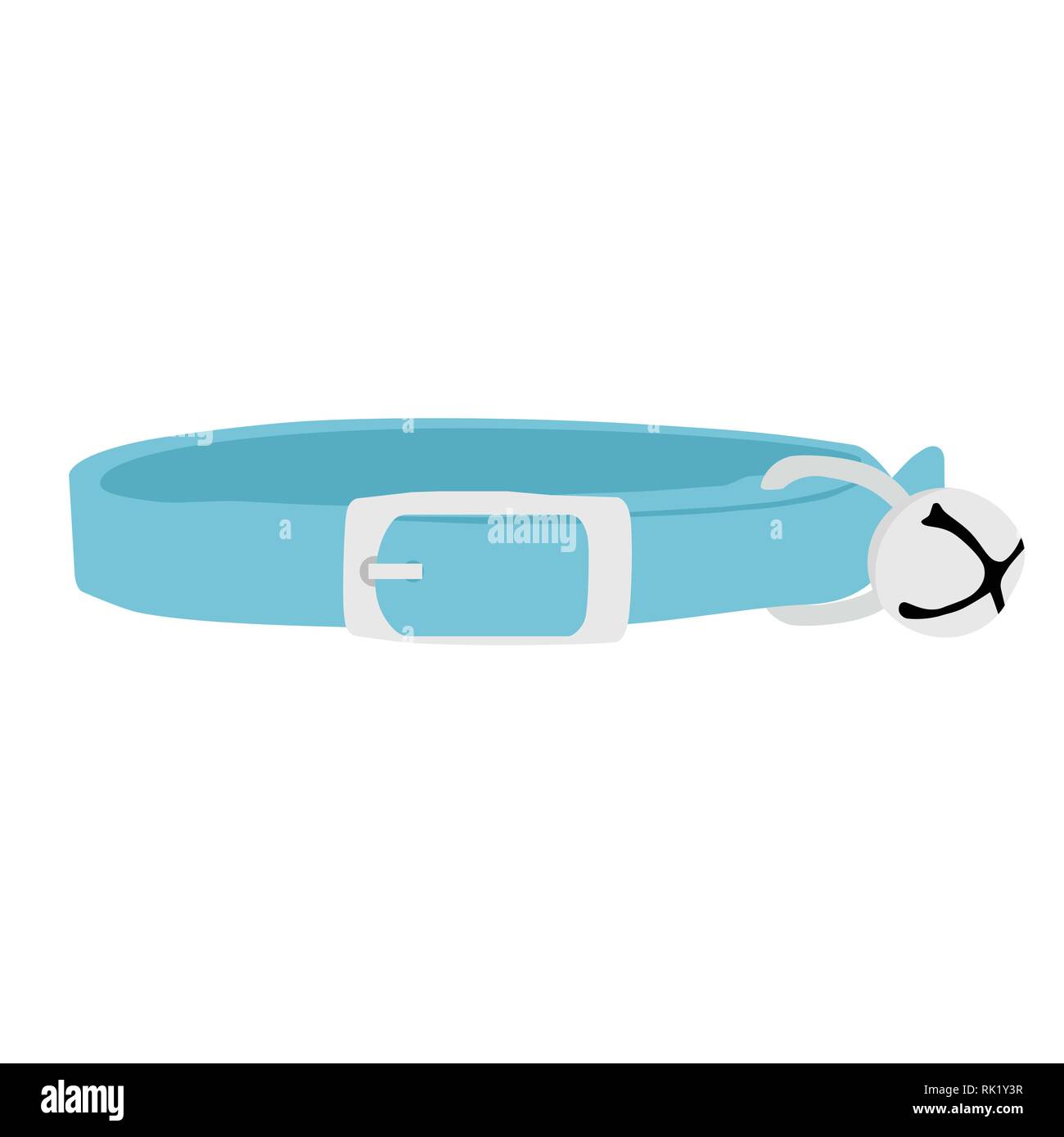 Vector illustration blue pet, animal collar. Dog or cat collar with ...