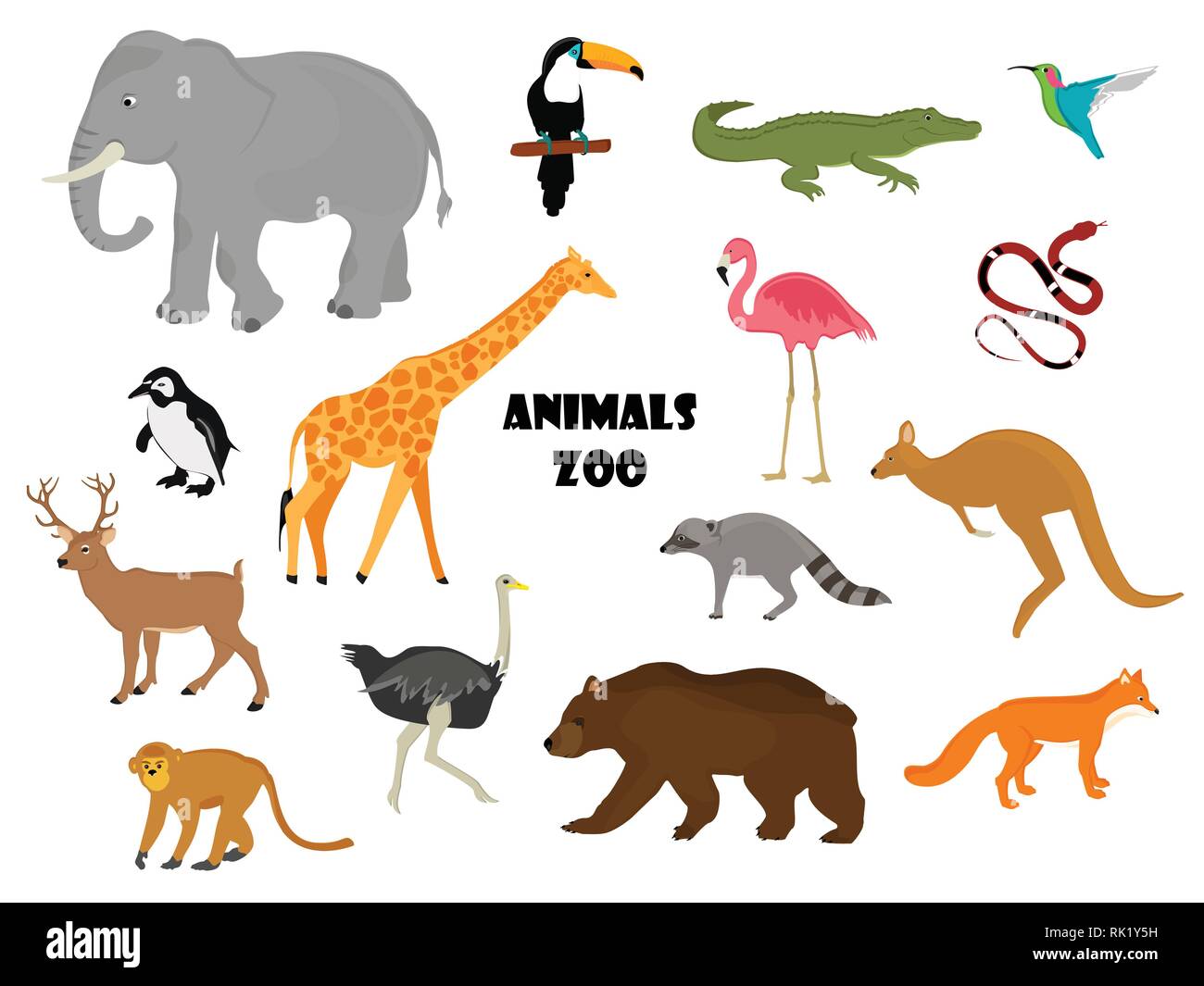 Vector icon set, collection zoo animals. ZOO Stock Vector Image & Art ...