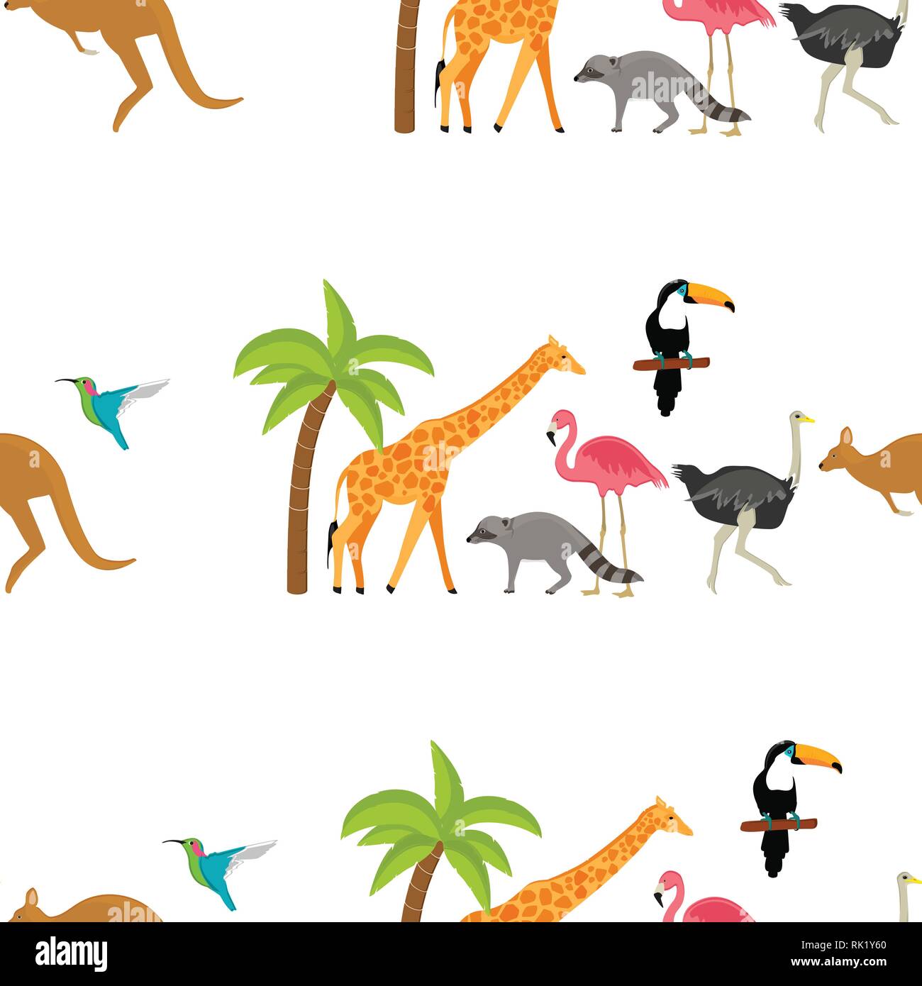 Vector seamless pattern, background animals, zoo Stock Vector Image ...