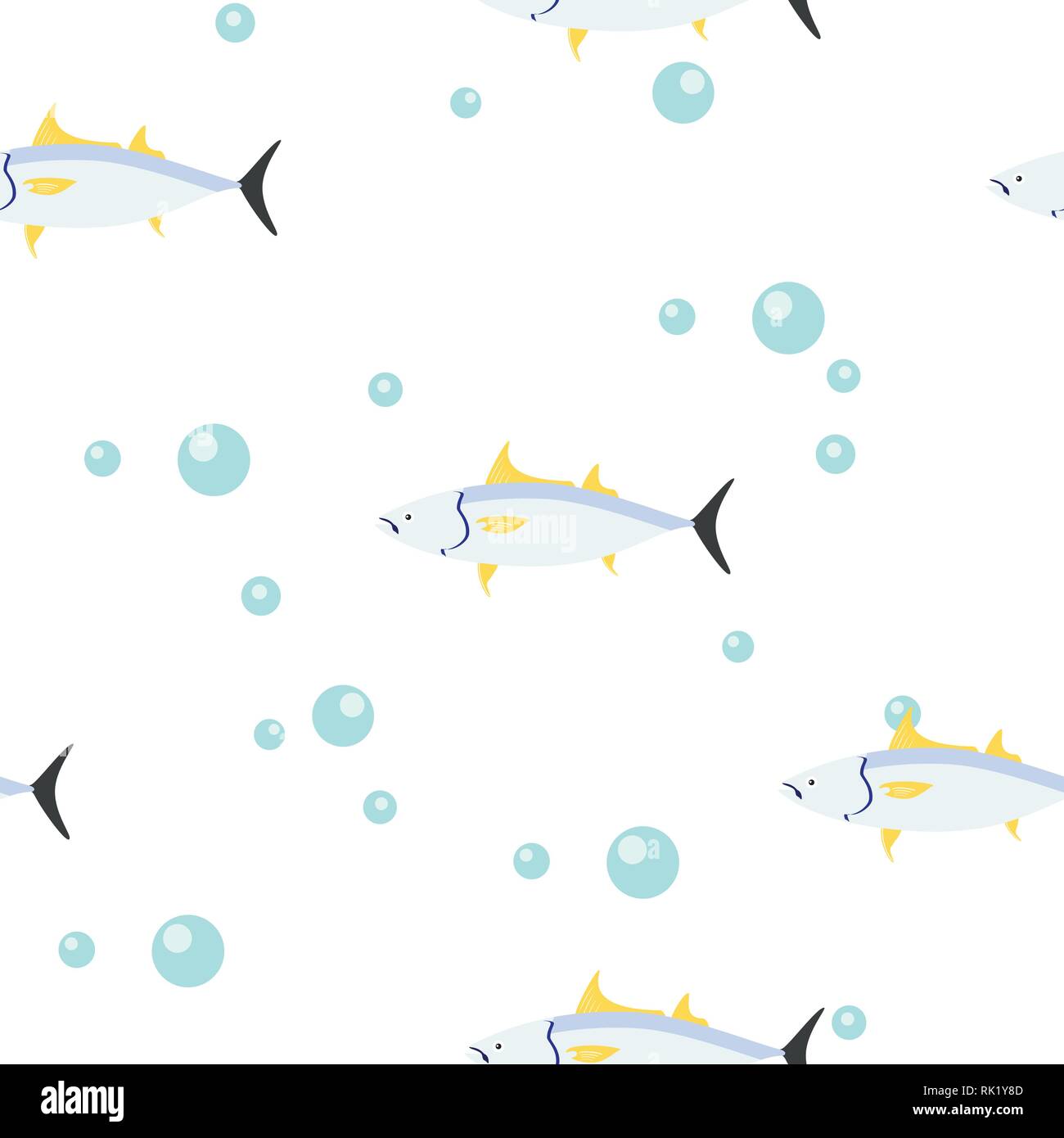 Vector seamless pattern, background, texture with tuna fish Stock ...