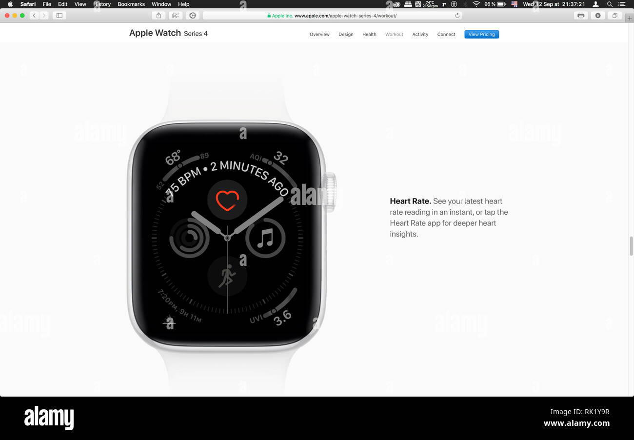 London, United Kingdom - September 12, 2018: Heart rate Apple Watch ...