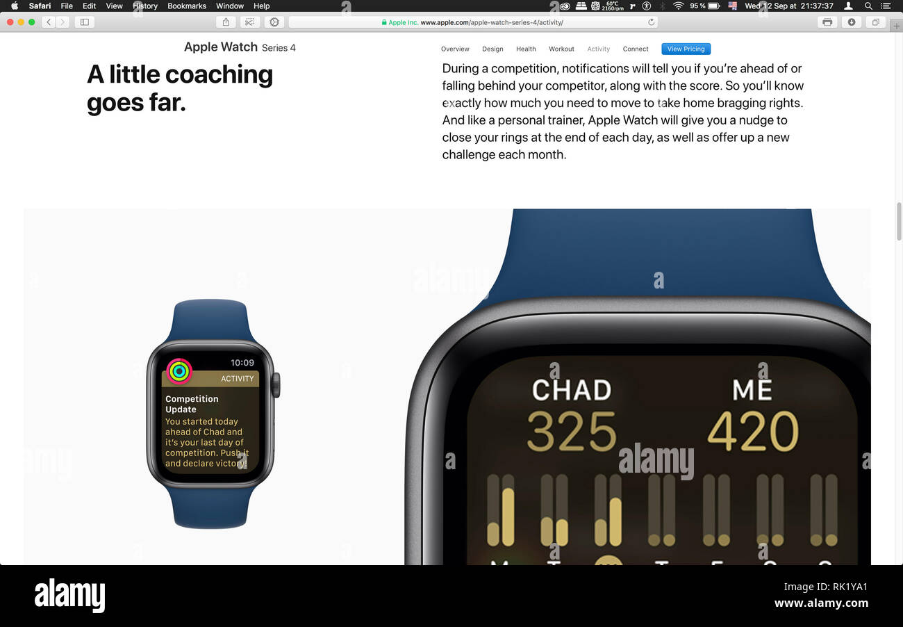 London, United Kingdom - September 12, 2018: Coaching app Apple Watch ...