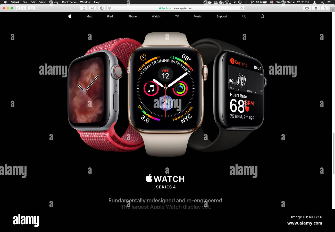 London, United Kingdom - September 12, 2018: Latest apple watch seen on ...