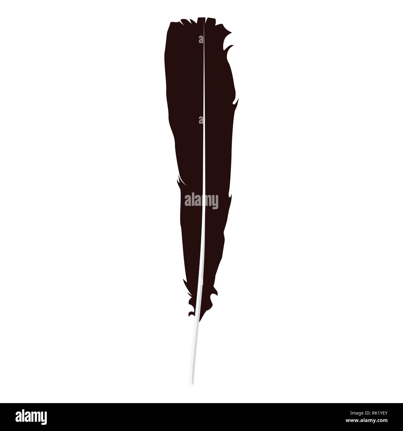 Tribal detailed feather silhouette isolated on white Stock Vector Image ...