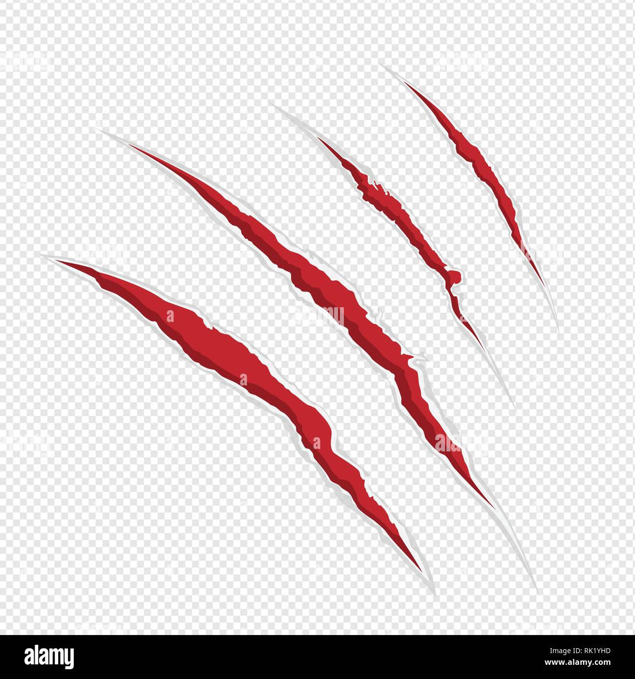 Vector illustration claw scrathes. Four vertical trace of monster claw ...