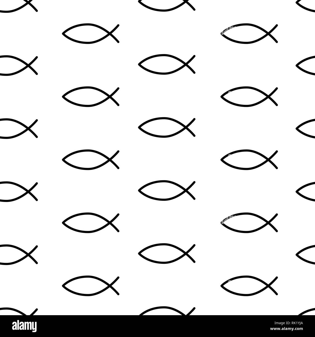 Seamless vector pattern, background design with fish simple silhouette ...