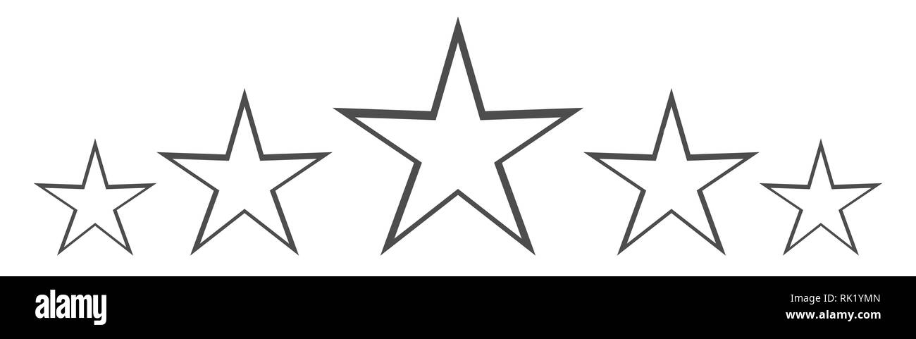 Isolated gray star icons in set, ranking mark. Modern simple favorite ...