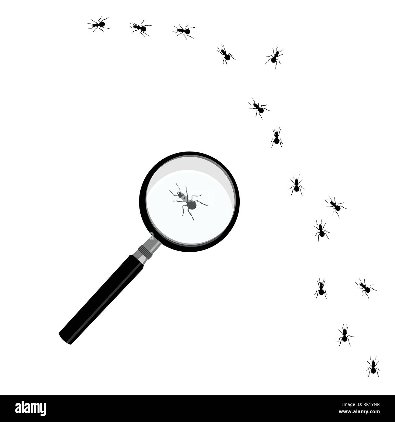 Vector illustration line of worker ants marching to some destination ...