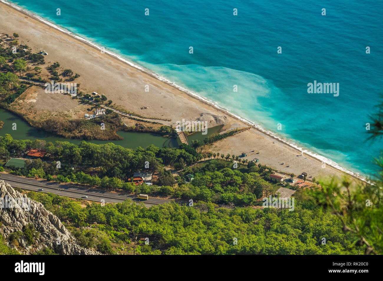 Beautiful sunny aerial view of Turkish marine landscape. Antalya city ...