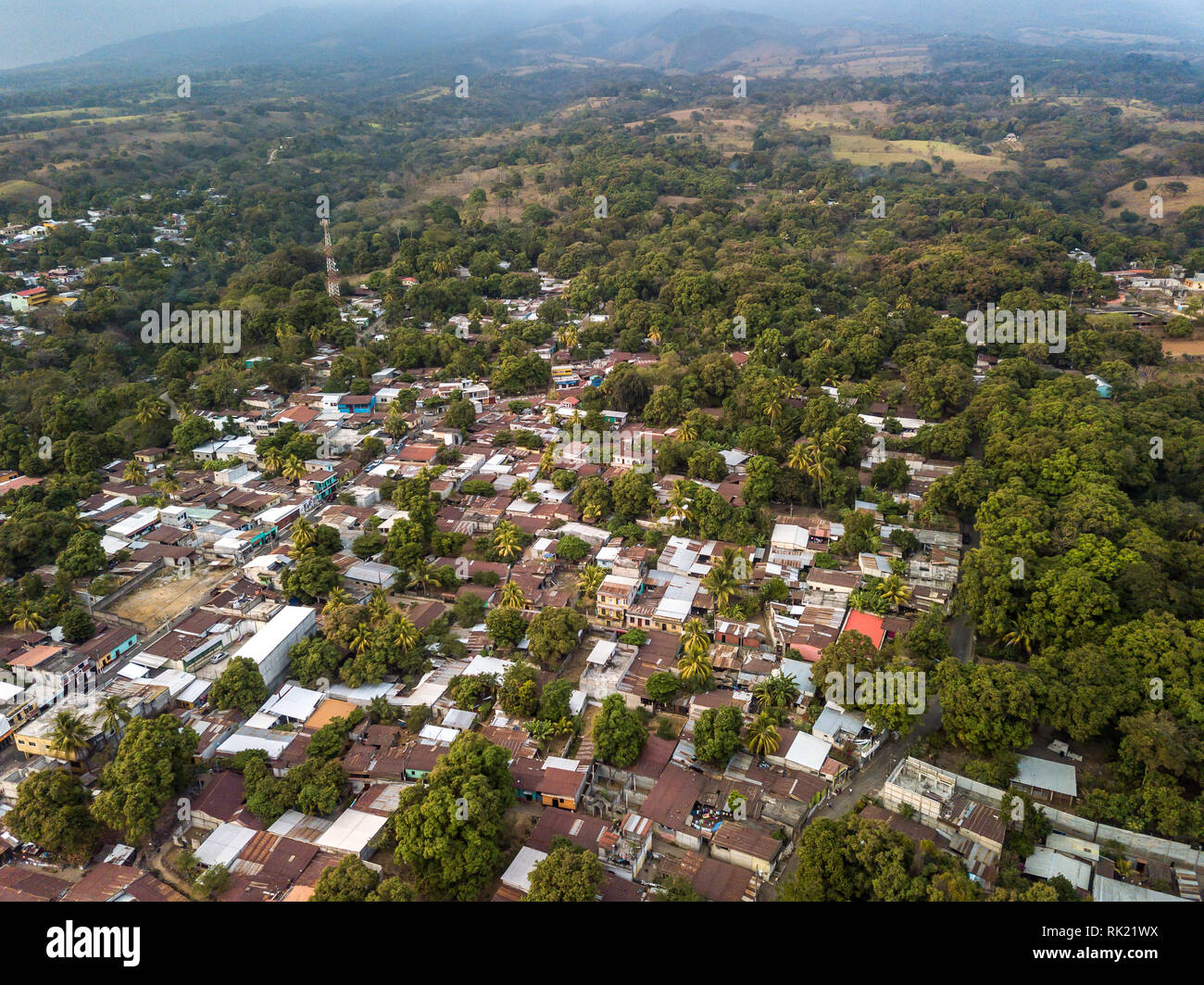 aerial view of latin rural village slums in Guatemala Stock Photo - Alamy
