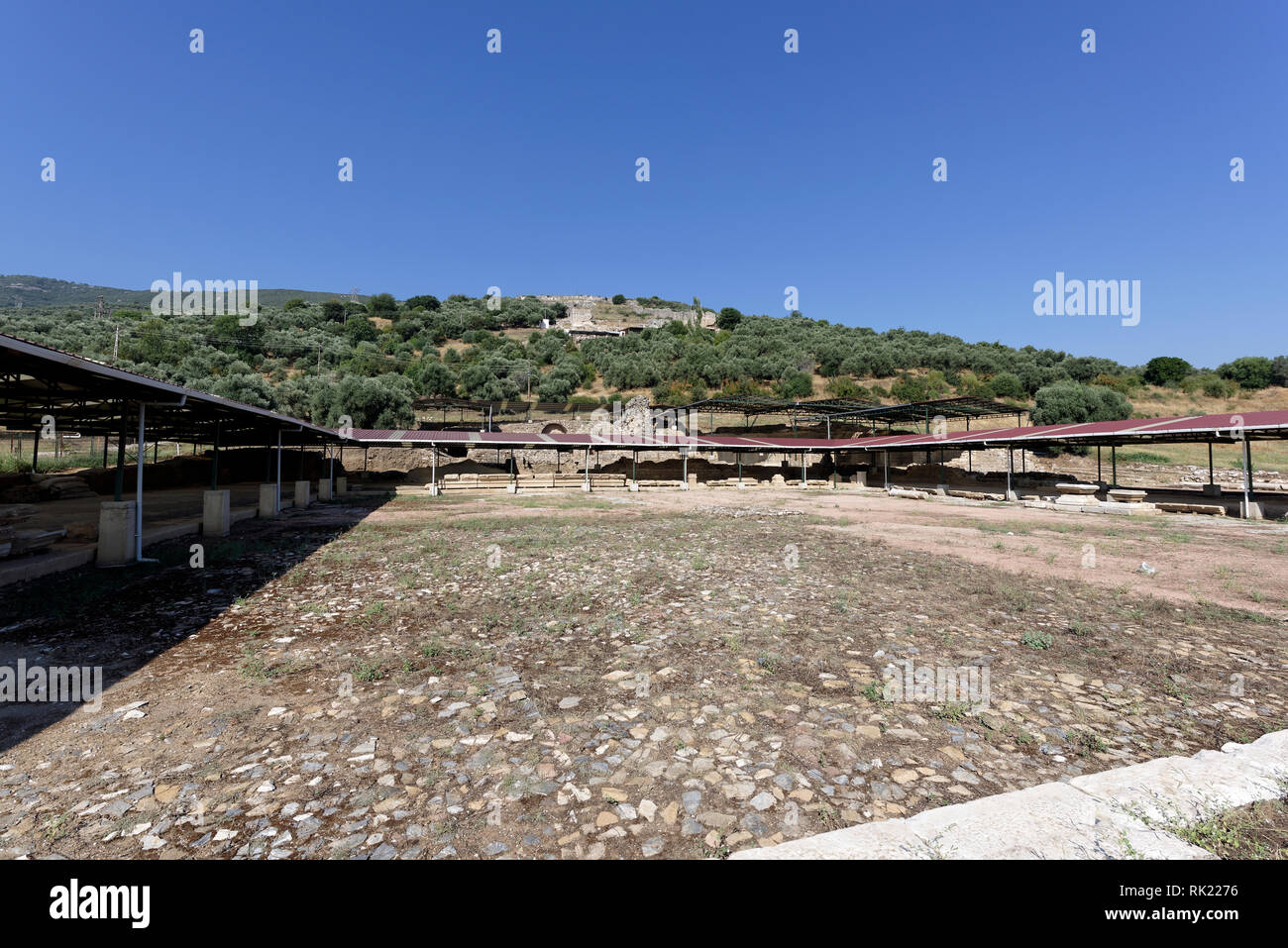 The Roman Imperial Bath and Palaestra with the fortress walls of the ...