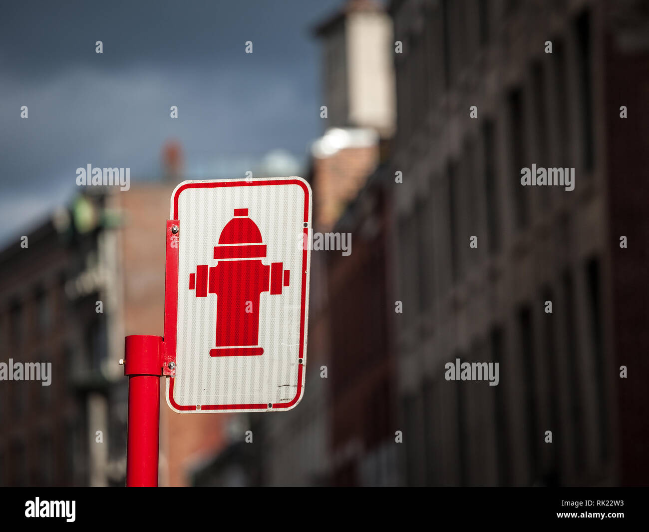 Typical North American road sign indicating the presence of a fire ...