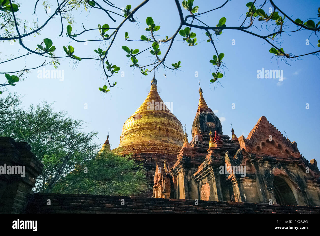 Bagan, Myanmar - July 23, 2017: Golden temples Bagan, religious ...