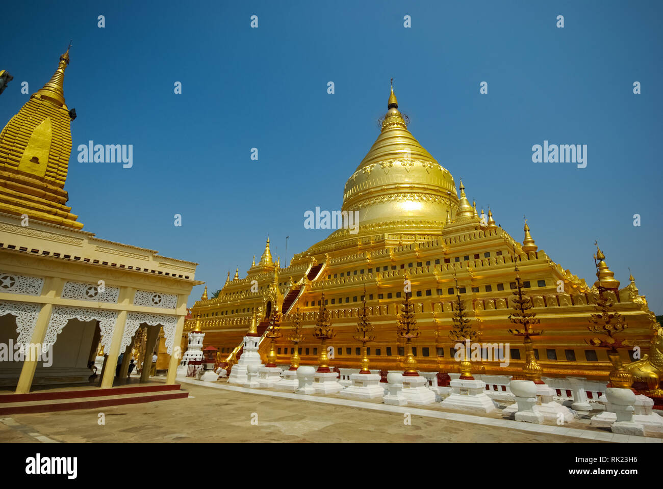 Bagan, Myanmar - July 23, 2017: Golden temples Bagan, religious ...
