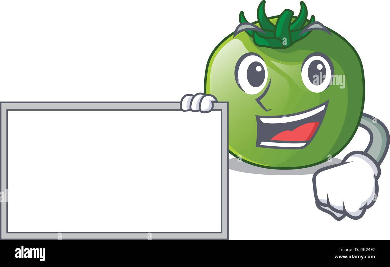 With board green tomato in cartoon vegetable basket Stock Vector Image ...