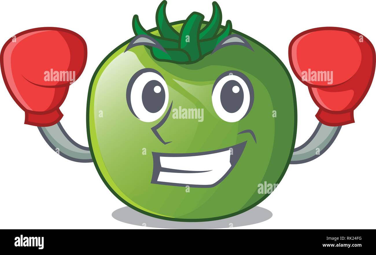 Boxing green tomato in cartoon vegetable basket Stock Vector Image ...