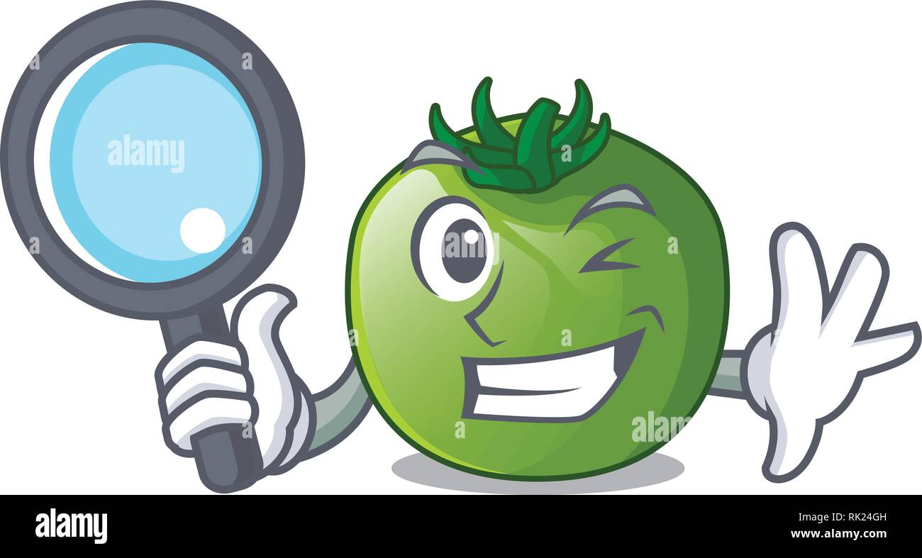 Detective green tomato with the isolated cartoons Stock Vector Image ...