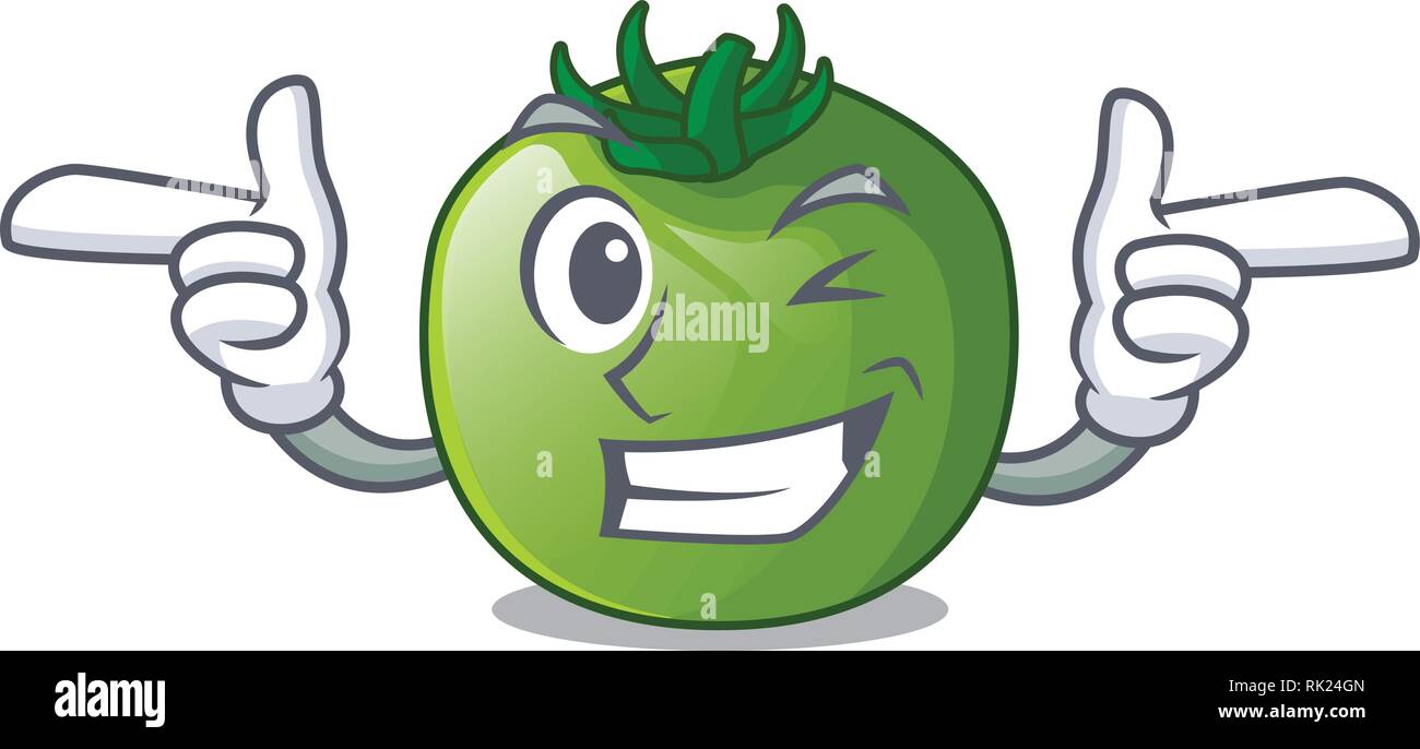 Wink green tomato with the isolated cartoons Stock Vector Image & Art ...