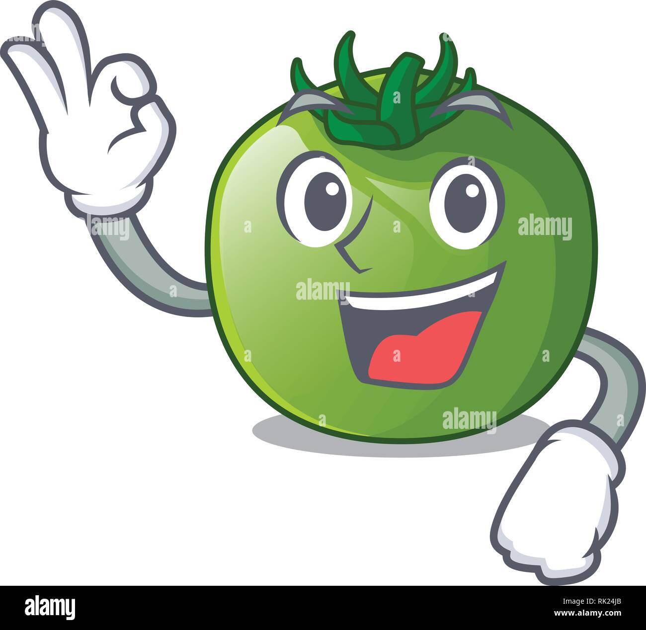 Okay green tomato with the isolated cartoons Stock Vector Image & Art ...