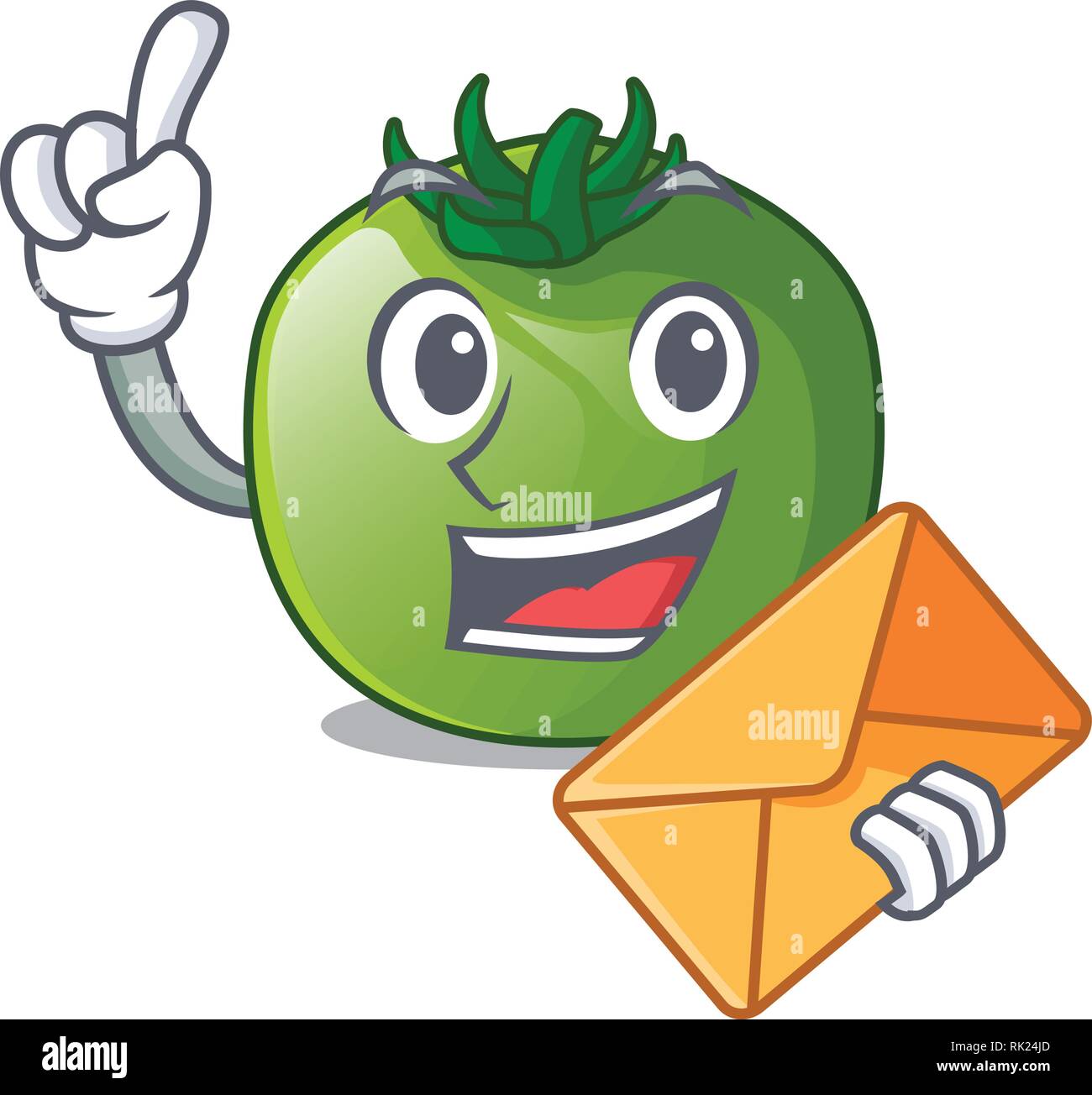 With envelope green tomato with the isolated cartoons Stock Vector ...