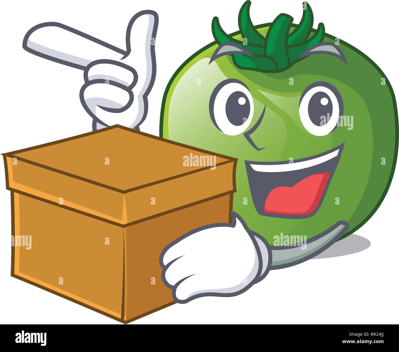 With box green tomato with the isolated cartoons Stock Vector Image ...