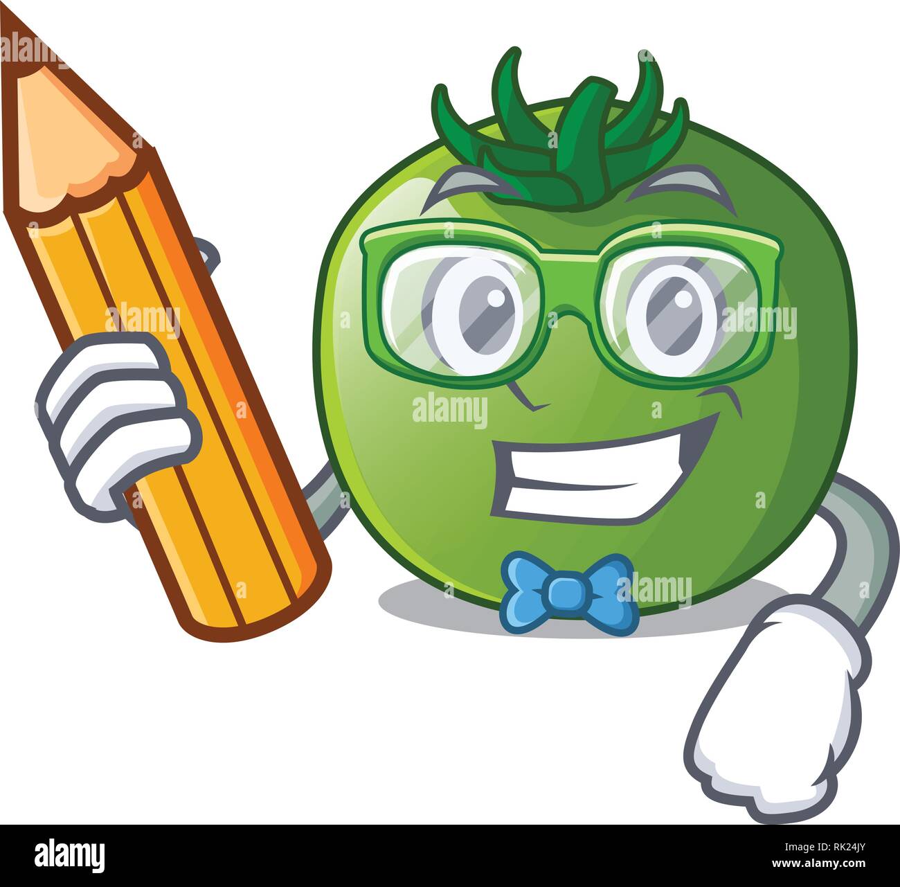 Student green tomato with the isolated cartoons Stock Vector Image ...
