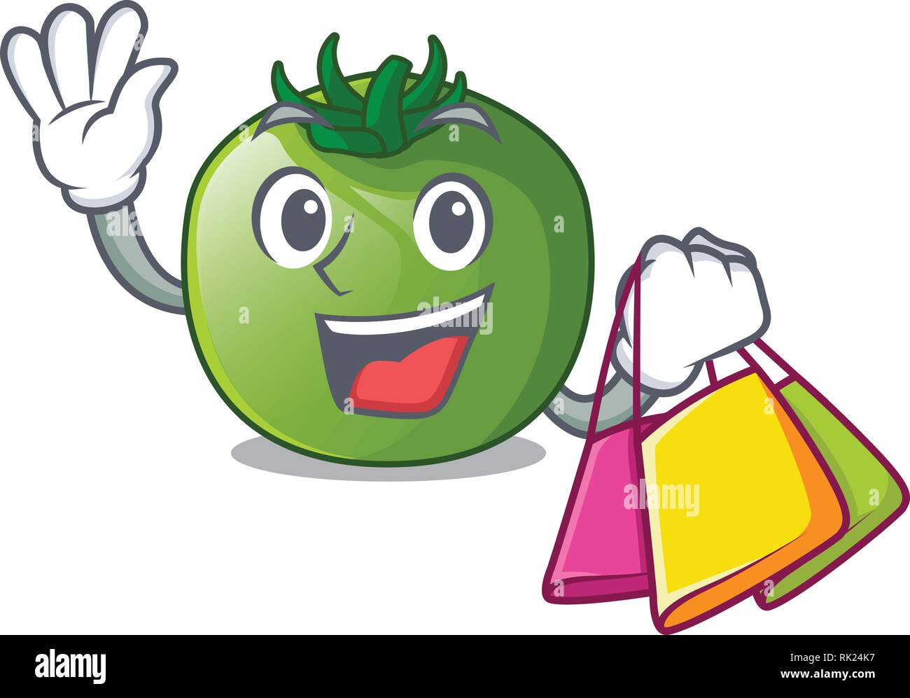 Shopping green tomato with the isolated cartoons Stock Vector Image ...