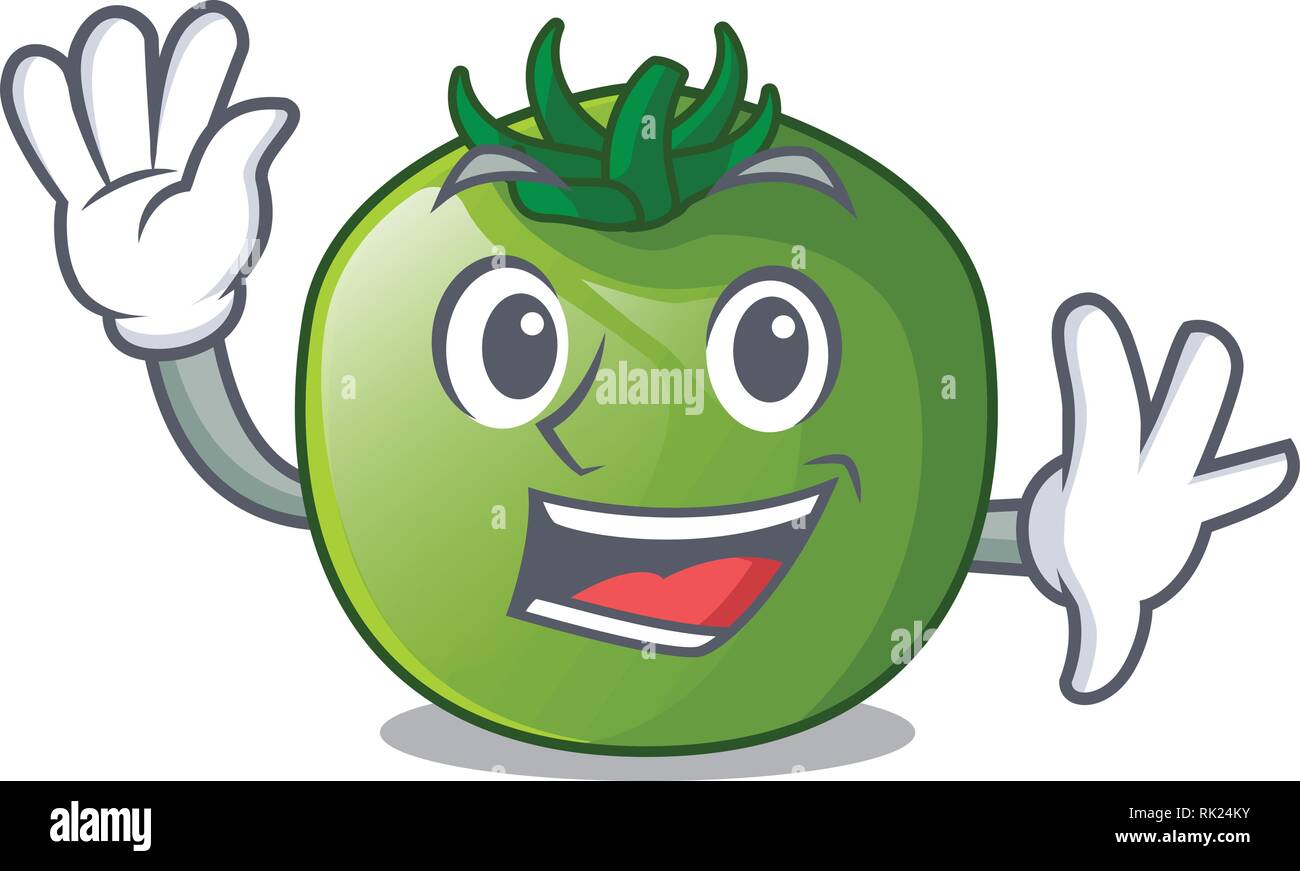 Waving green tomato with the isolated cartoons Stock Vector Image & Art ...