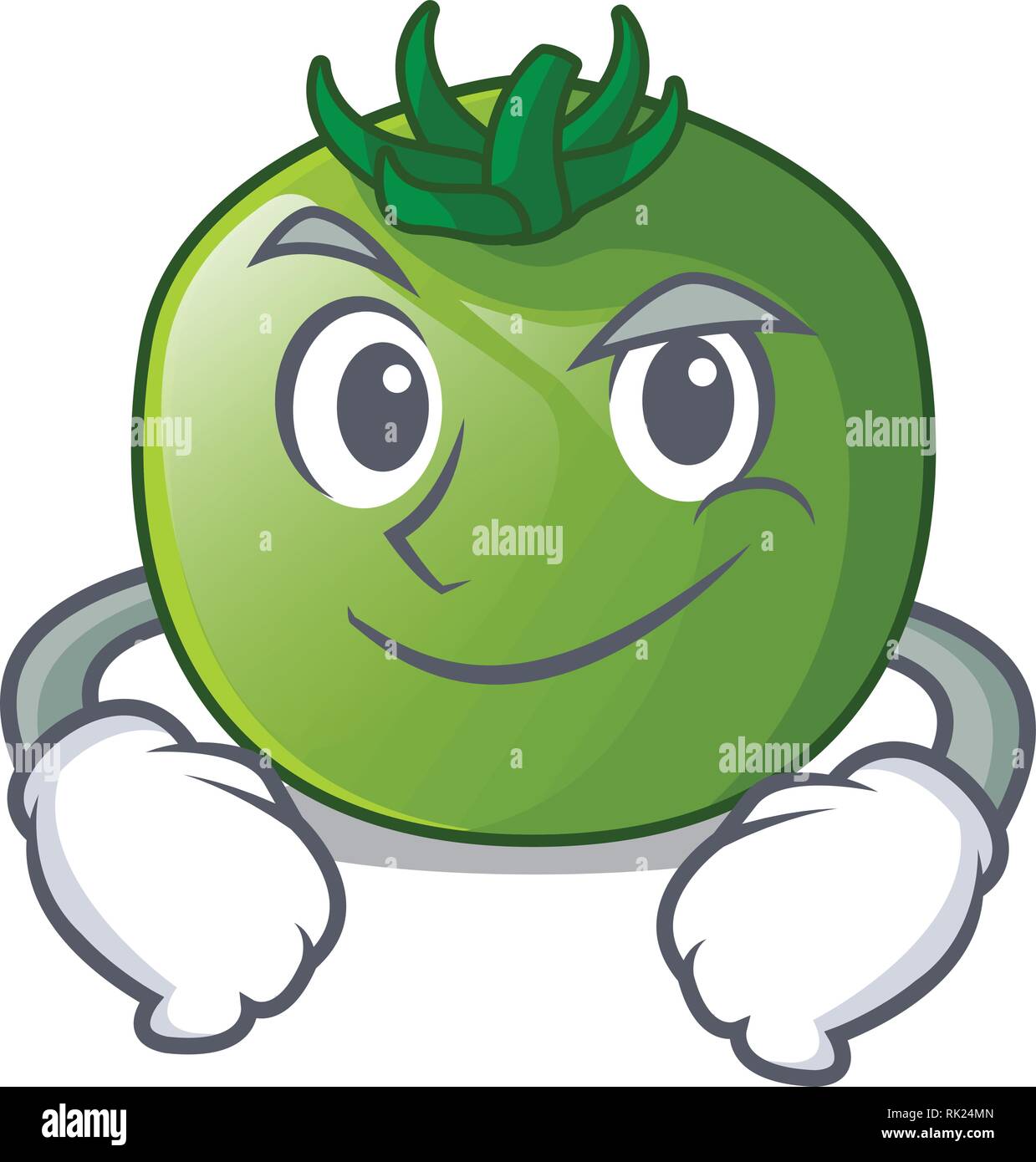 Smirking green tomato with the isolated cartoons Stock Vector Image ...