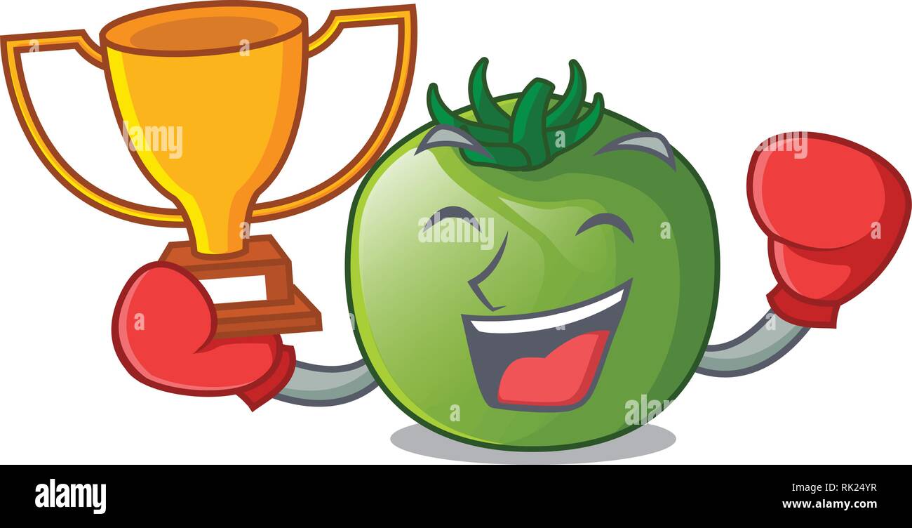 Boxing winner green tomato in shape of mascot Stock Vector Image & Art ...