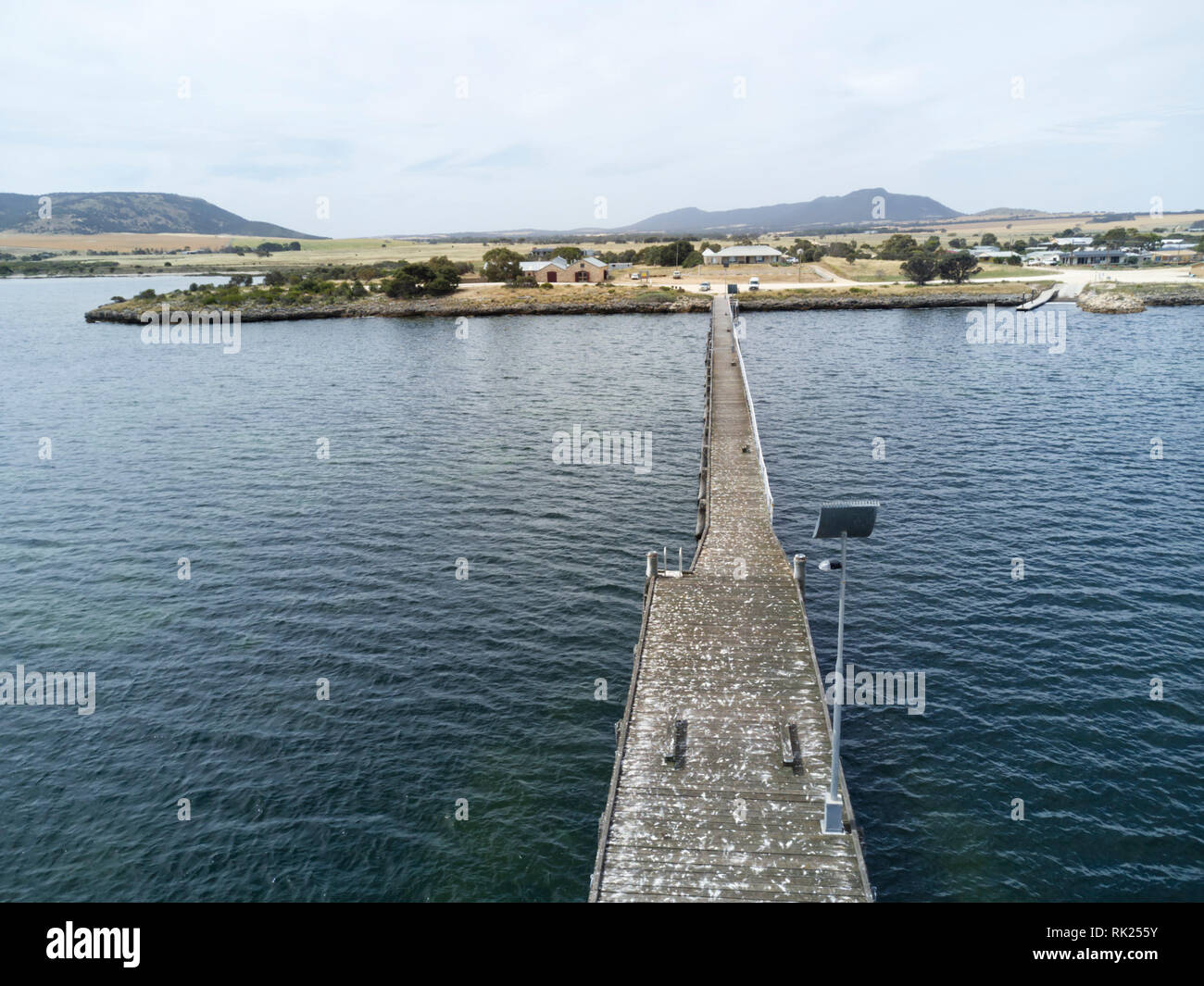 Aerial of the historic Mt Dutton Woolshed and Jetty Eyre Peninsula ...