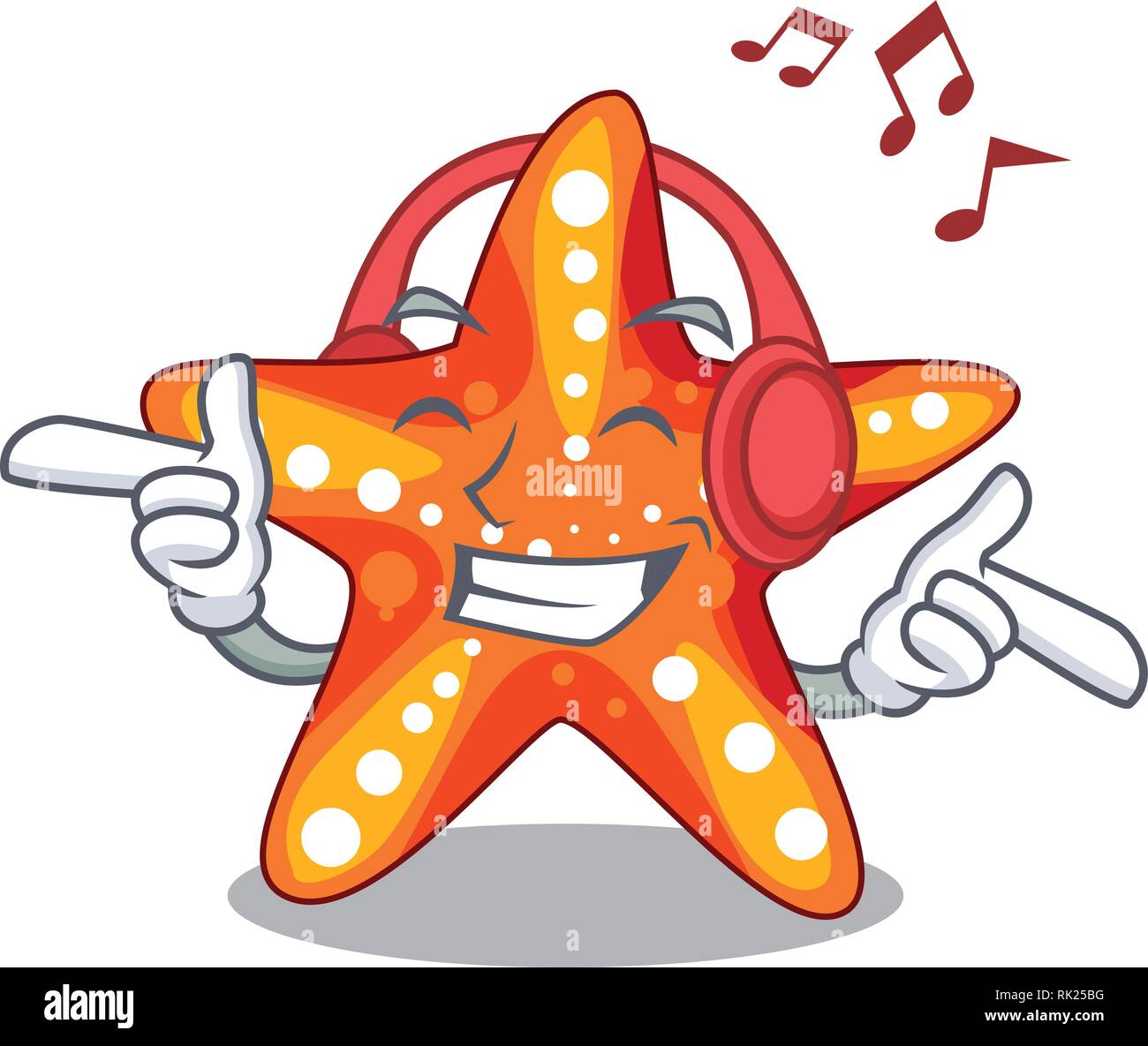 Listening music starfish isolated with in the cartoons Stock Vector ...