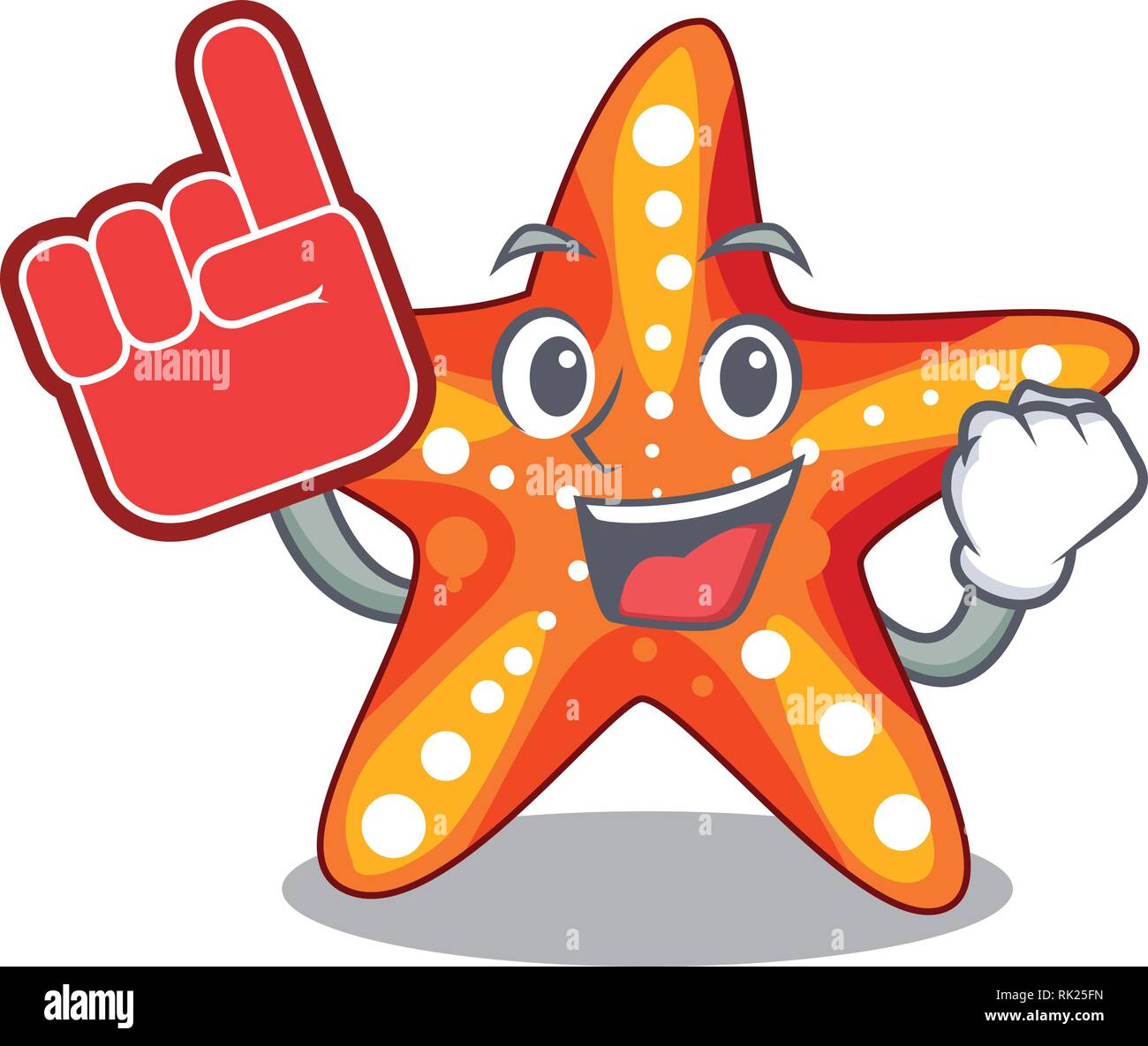 Foam finger underwater sea in the starfish mascot Stock Vector Image ...