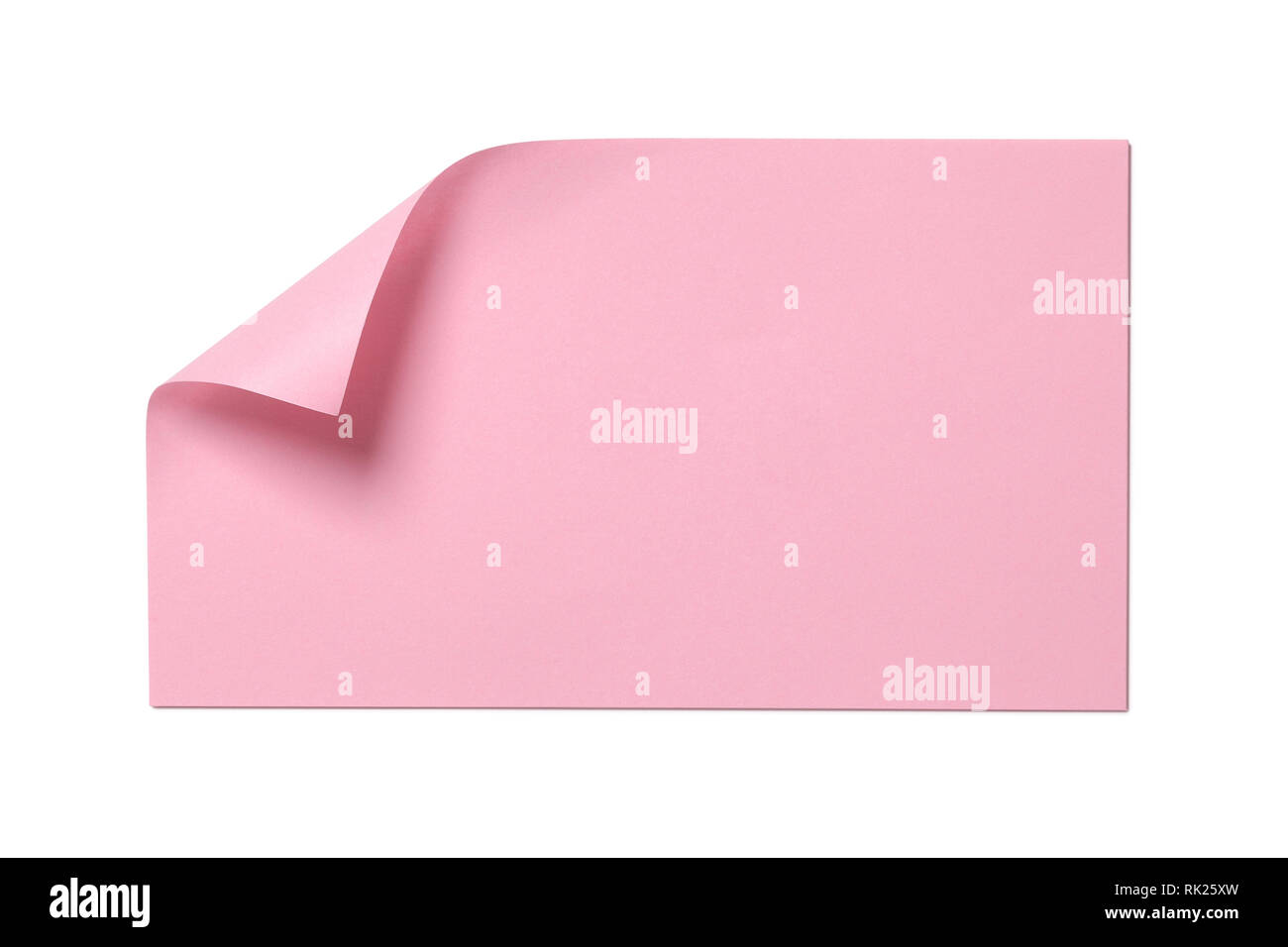 Blank pink note paper isolated on white background Stock Photo - Alamy