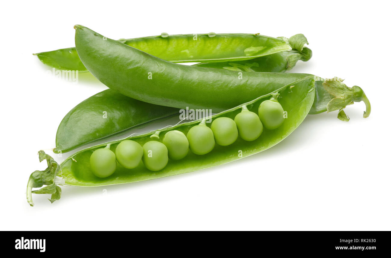 Fresh green pea isolated on white background Stock Photo - Alamy