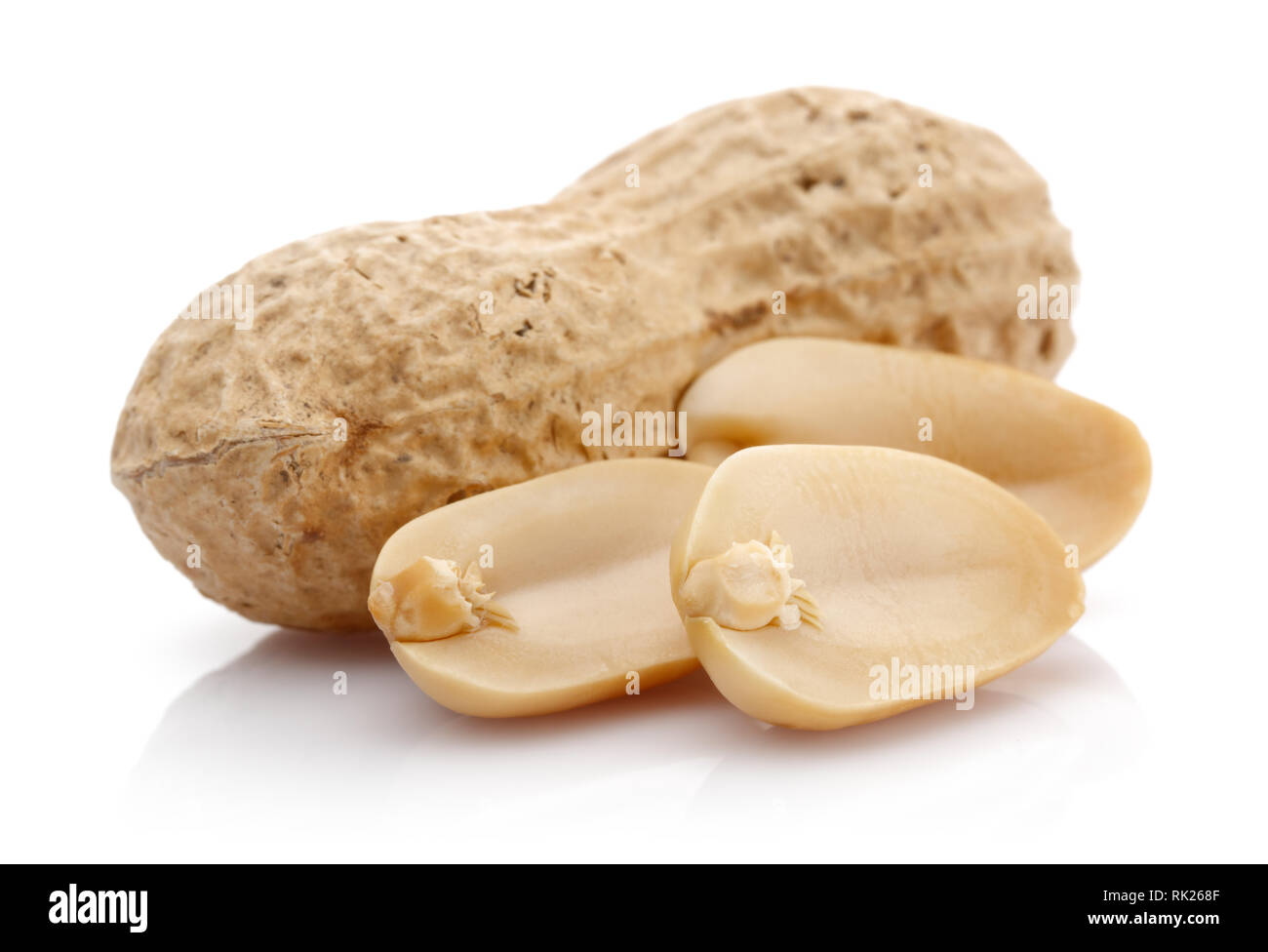 Peanuts isolated on white background, macro shot Stock Photo - Alamy