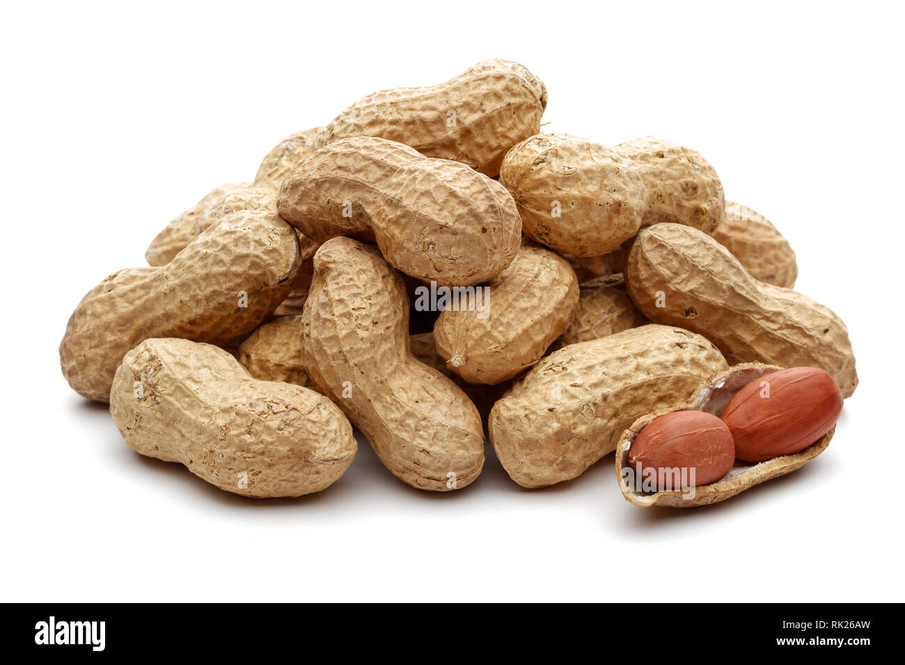 Peanuts isolated on white background, macro shot Stock Photo - Alamy