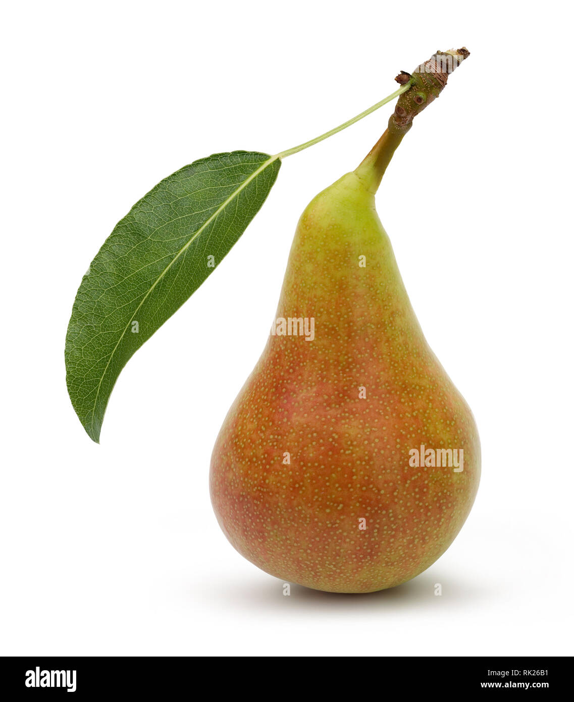 Fresh pear and leaf isolated on white background Stock Photo - Alamy