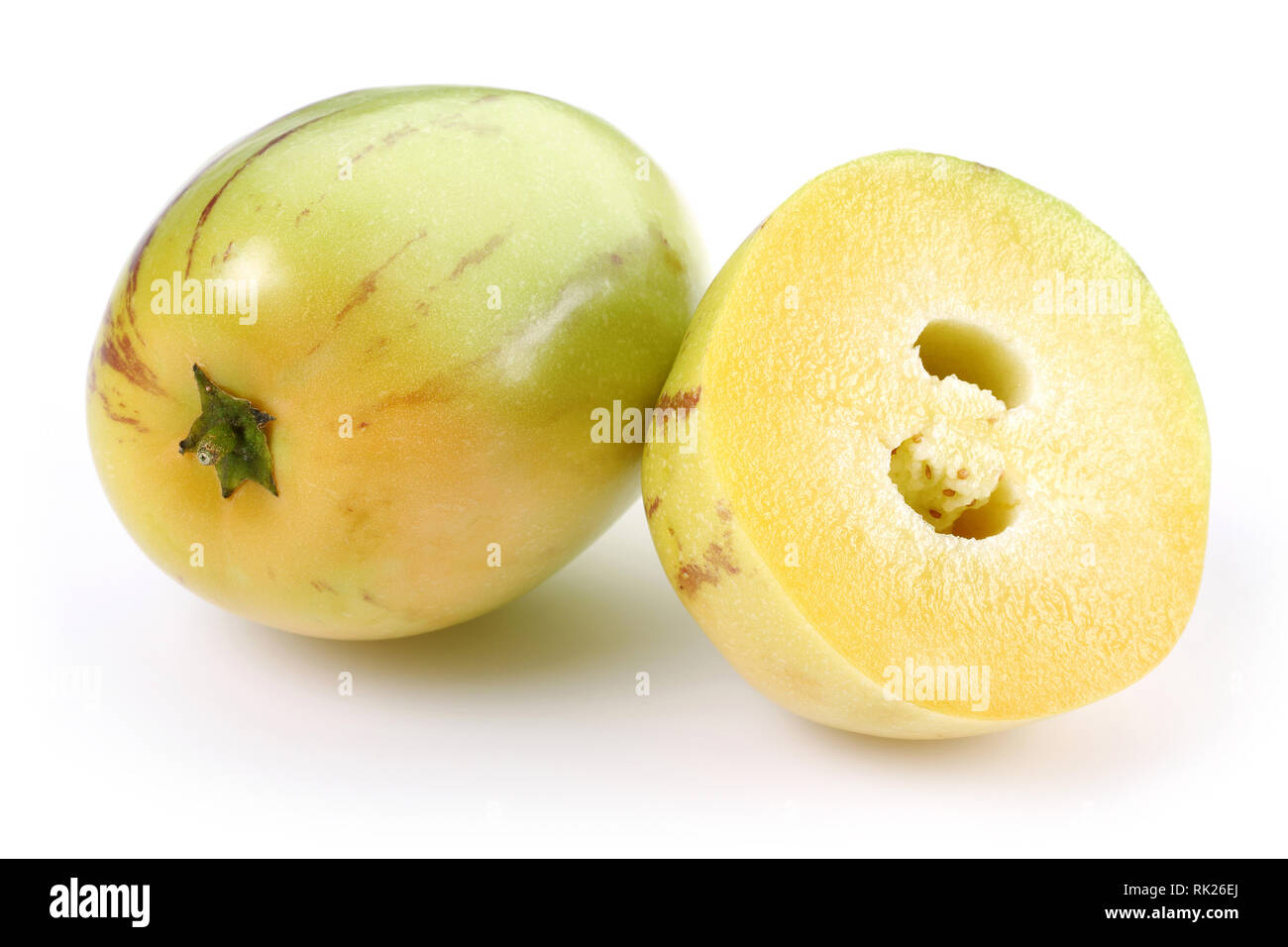 Pepino melon fruits isolated on white background Stock Photo - Alamy