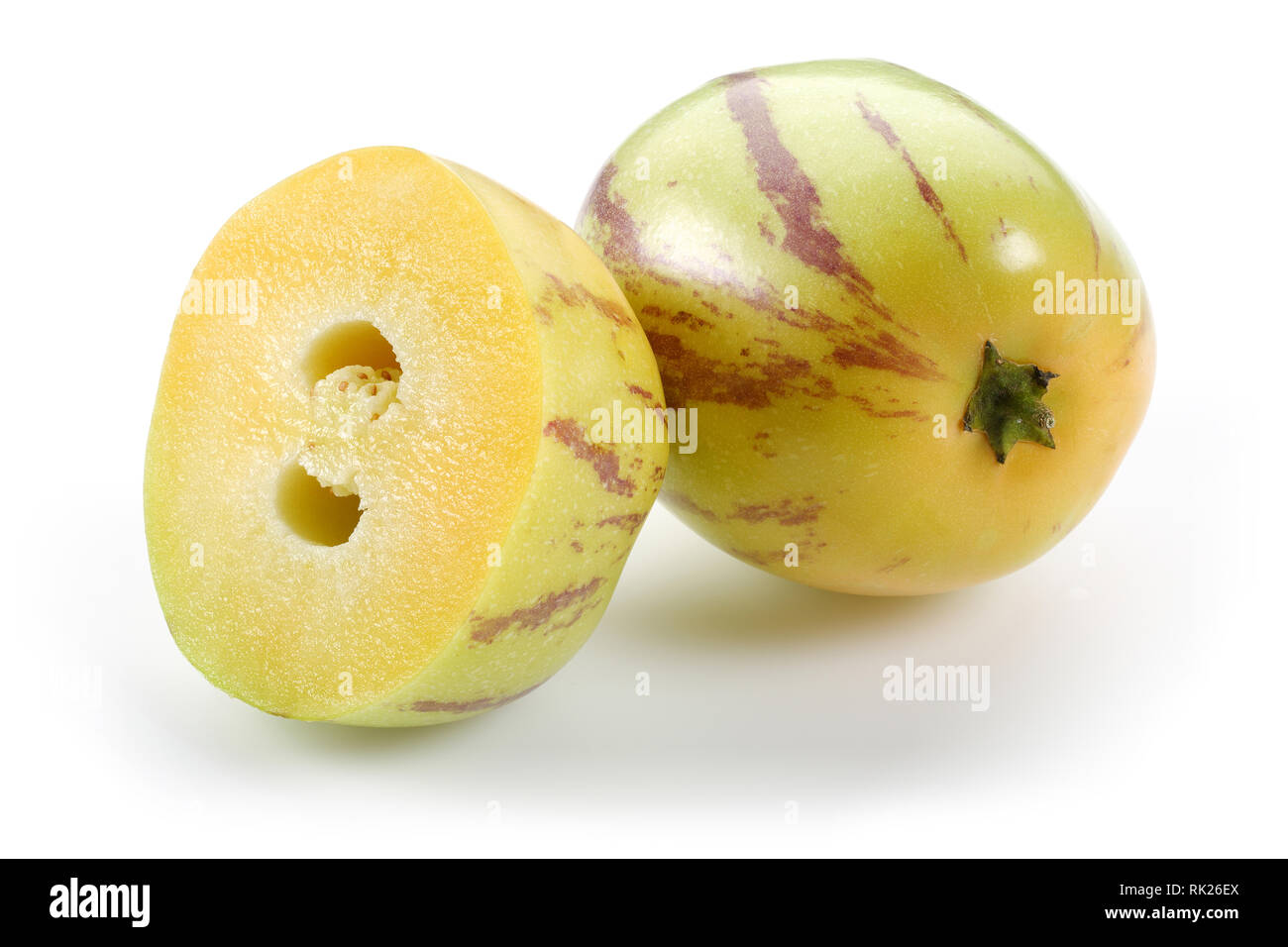 Pepino melon fruits isolated on white background Stock Photo - Alamy
