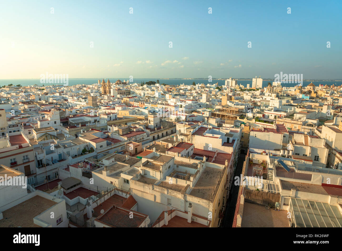 Old town buildings and skyline seen from Torre Tavira, famous watchout ...