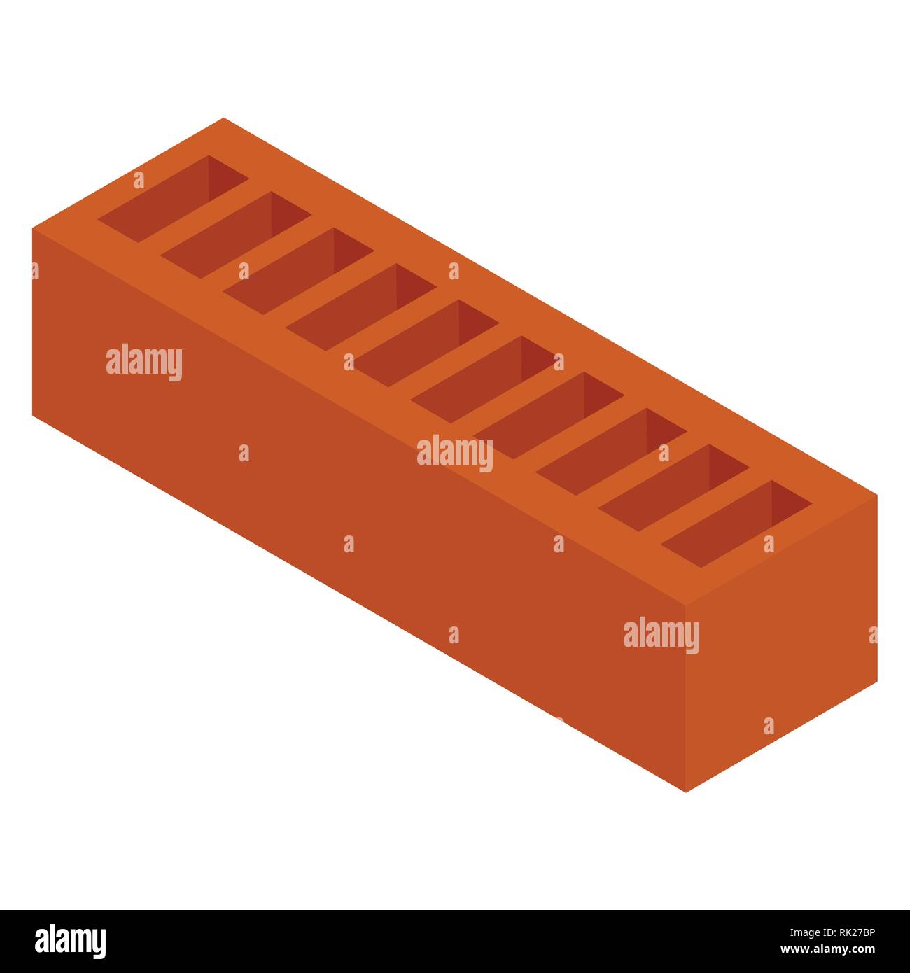 Vector illustration isometric new red perforated ceramic brick isolated ...