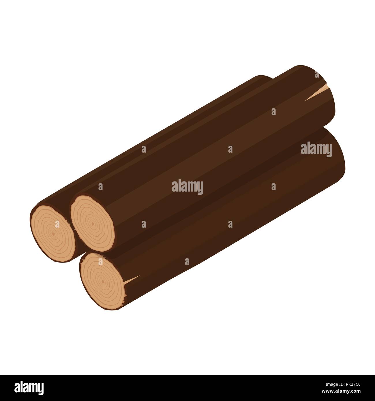Vector icon pile of isometric wooden log firewood isolated on white ...