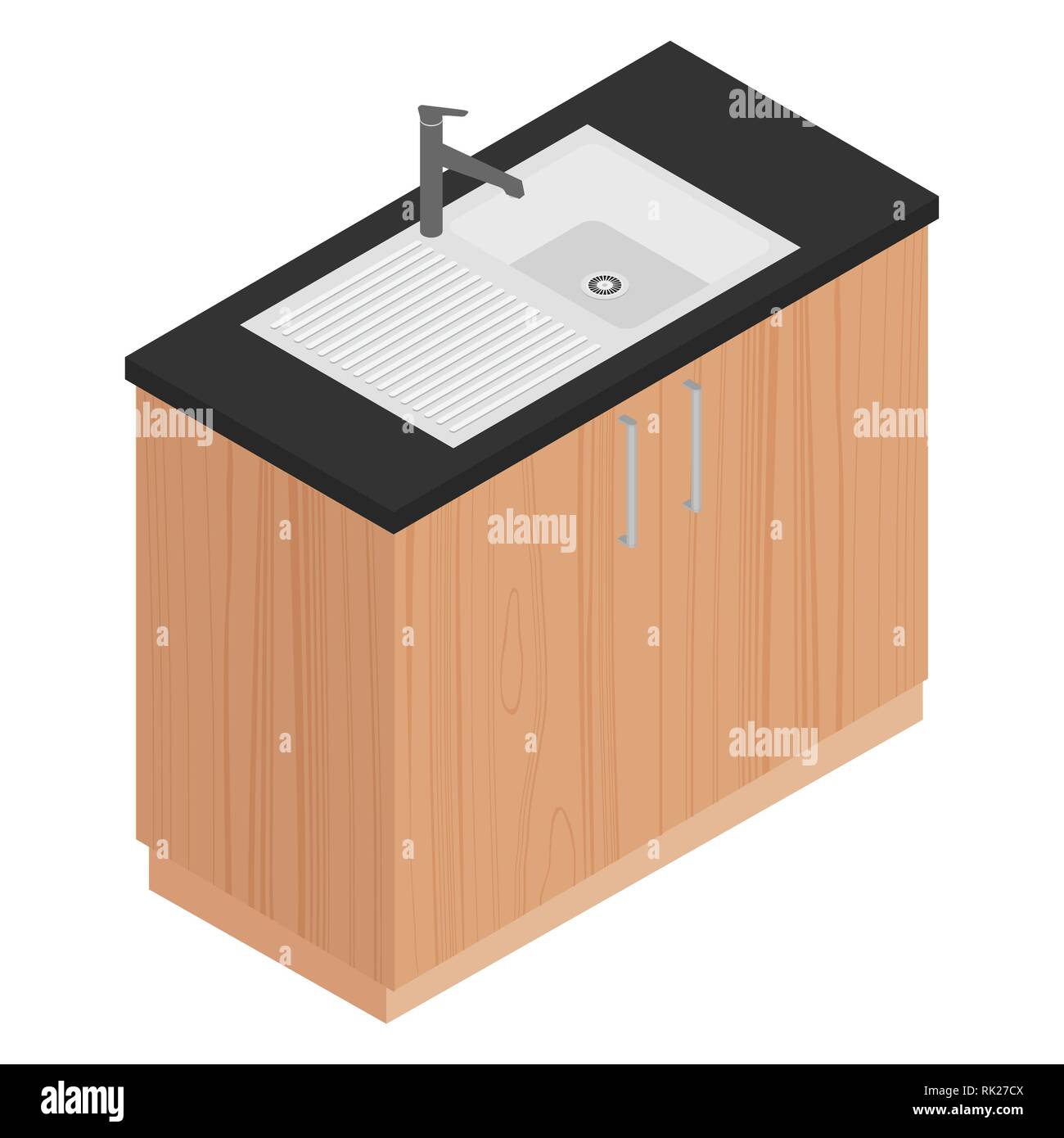 Kitchen design element. Isometric kitchen cabinet with sink for room ...