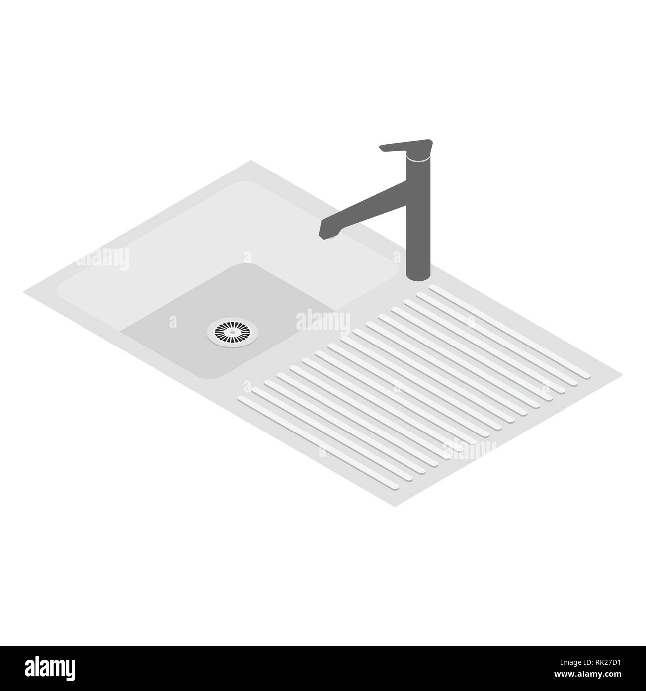 Vector isometric kitchen sink with tap isolated on white background ...